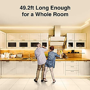 Onforu Warm White LED Strip Lights, 49.2ft 3000K White Dimmable Strip Lighting, 2835 LEDs Tape Light, 15m 12V Adhesive Rope Christmas Light, Flexible Ribbon Light for Kitchen Cabinet Bedroom Wardrobe