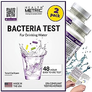 Coliform Bacteria Test Kit for Drinking Water - Easy to Use 48-Hour Water Quality Testing Kit for Home Tap & Well Water | EPA Approved Testing Method | Made in The USA | Incl. E Coli | 2-Pack