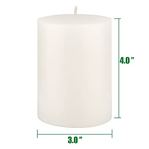 Stonebriar Tall 3 x 4 Inch 50 Hour Long Burning Unscented Wax Flat Top Pillar Candles, White, 6 Pack