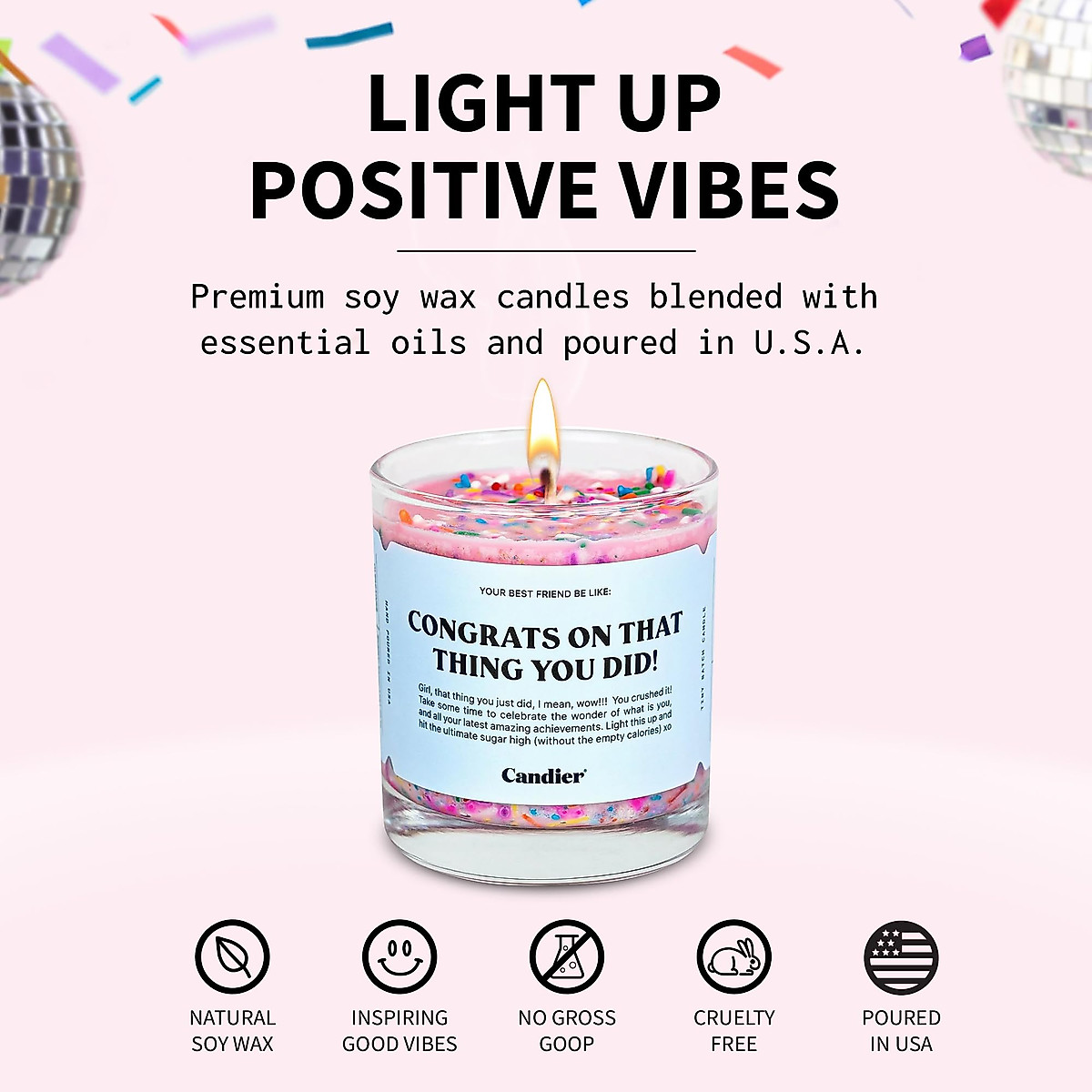 Candier - Congrats on That Thing You Did Candle, Scented Phthalate-Free Soy Candles with 60+ Hours Burn Time, Candles for Women & Men