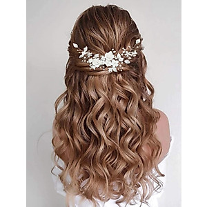 Casdre Flower Bride Wedding Hair Vine Pearl Bridal Headpiece Leaf Hair Accessories Hair Piece for Women and Girls (A Silver)