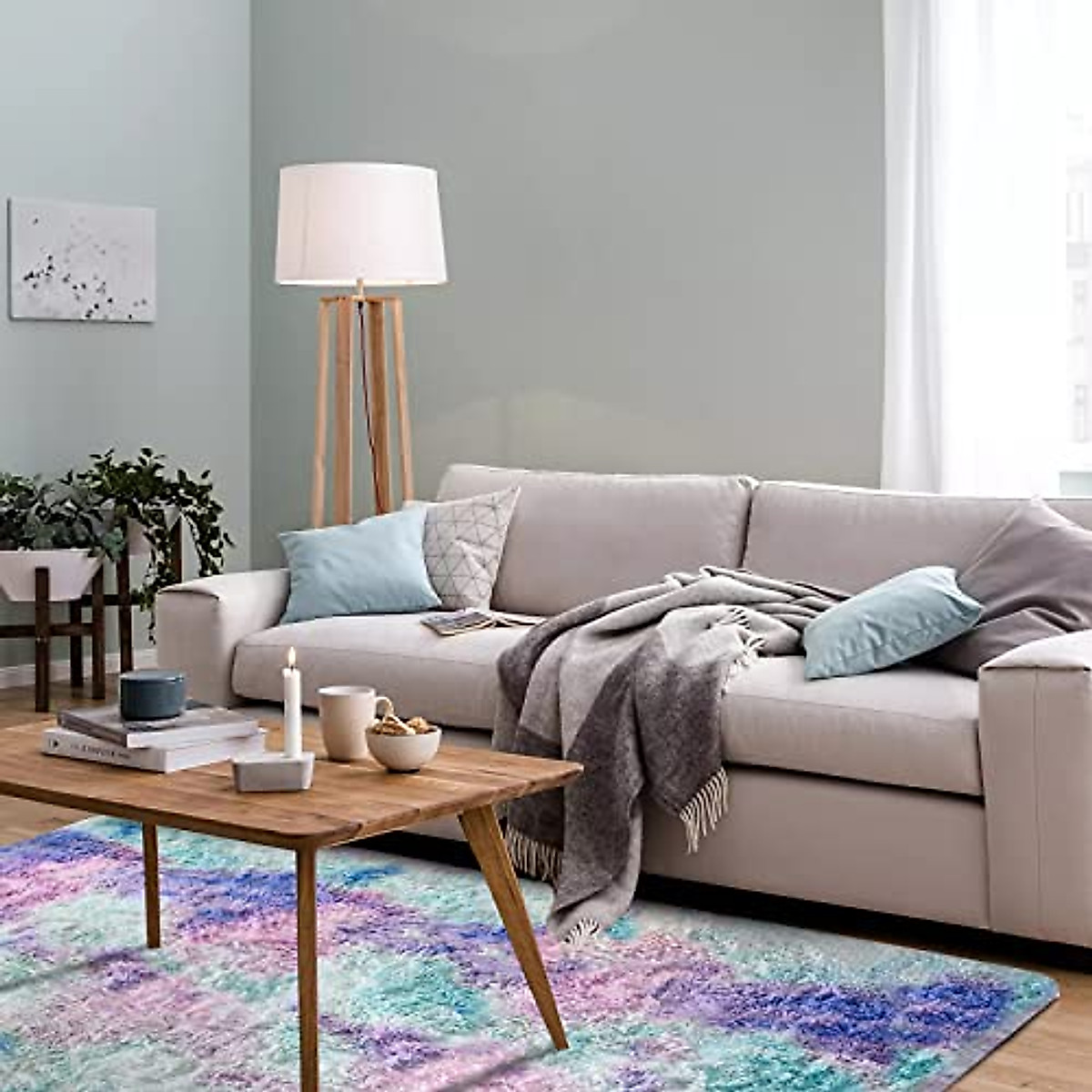 A Nice Night Shaggy Fluffy Faux Fur Area Rug Door Mat,Tie Dye Style,Softest, Luxurious Shag Carpet Rugs for Bedroom, Living Room, Luxury Bed Side Plush Carpets, Rectangle (Light Purple, 3' x 5')