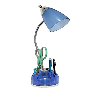 Limelights LD1015-CBL Flossy Organizer Desk Lamp with Charging Outlet Lazy Susan Base, Clear Blue 18.50 x 6.40 x 6.40 inches