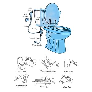 Handheld Bidet Spray Attachment for Toilet - Portable Chrome Plated Shattaf Sprayer with ABS Handheld Shower - Cleans and Refreshes Easy to Install - Personal Solution-size1