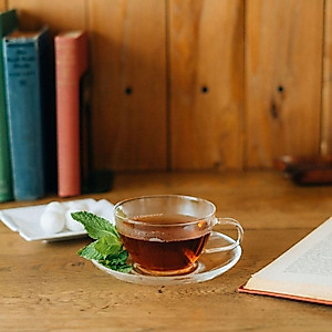 Hario Tea Cup and Saucer Set, 230ml, Clear