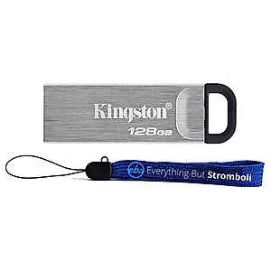 Kingston 128GB DataTraveler Kyson USB 3.2 Flash Drive 200MB/s High Speed USB for Computer (DTKN/128GB) Bundle with 1 Everything But Stromboli Lanyard