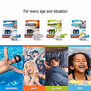 Alpine FlyFit - Earplugs for Pressure Relief & Preventing Ear Pain While Flying - Airplane Travel Essentials - Comfortable Reusable Hypoallergenic Earplugs with Ultra Soft Filter