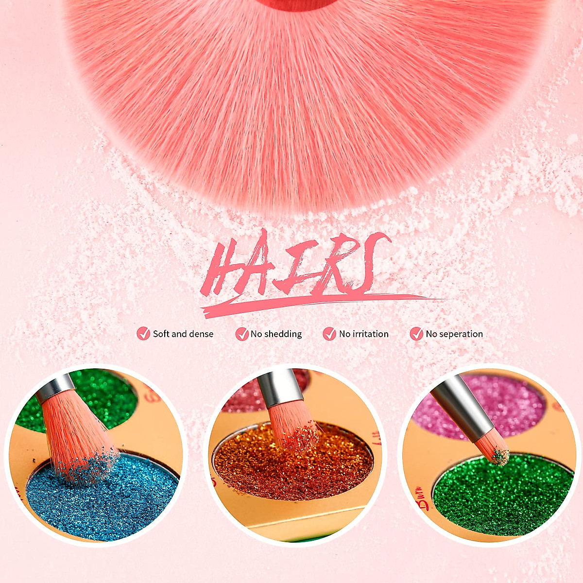 Docolor Makeup Brushes 10Pcs Makeup Brush Set Premium Synthetic Powder Foundation Contour Blush Concealer Eye Shadow Blending Liner Make Up Brush Kit - Neon Peach