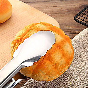 BBQ Tongs, AOOSY 14 Inch Grill Tongs for Cooking BBQ Extra Long Wide Scalloped Gripping Edge Kitchen Tongs, Set of 2