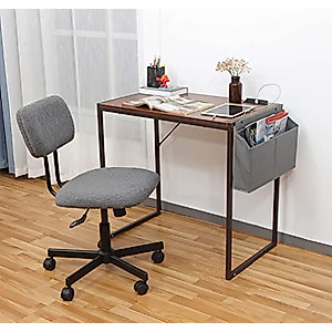 JJS Small Computer Desk Simple Style Writing Desk for Small Spaces 31 Inch Home Office Modern Student Study Laptop Writing Table with Storage Bag USB Hub, Brown