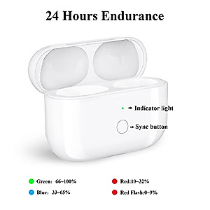 Charging Case Replacement Compatible for AirPod Pro, Wireless Charger Case with Bluetooth Pairing Sync Button, No Earbuds, White