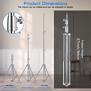 SUPON 2 Packs Stainless Steel Light Stand 110" /2.8m, Spring Cushioned Heavy Duty Tripod Stand with 1/4-inch to 3/8-inch Universal Adapter for Photography Studio Monolight Softbox Reflector Portrait