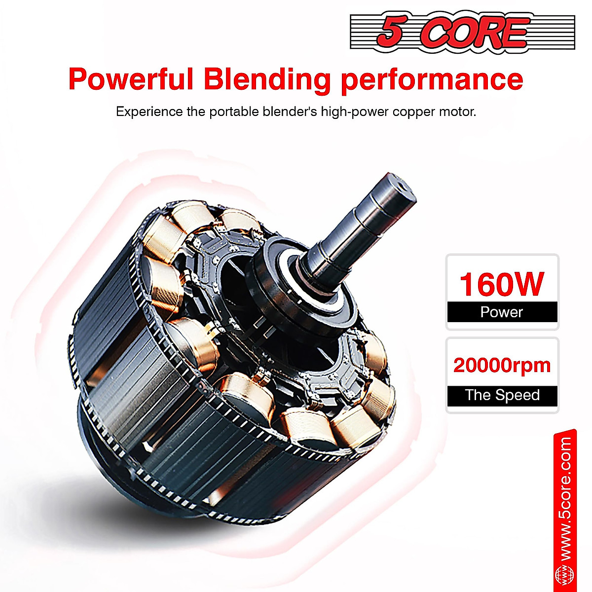 Generic 5 Core Smoothie Blender Personal Blender for Shakes and Smoothies 300W Powerful Food Processor with 20oz Portable Sports Bottle Single Blend Easy To Clean BPA Free 5C 421