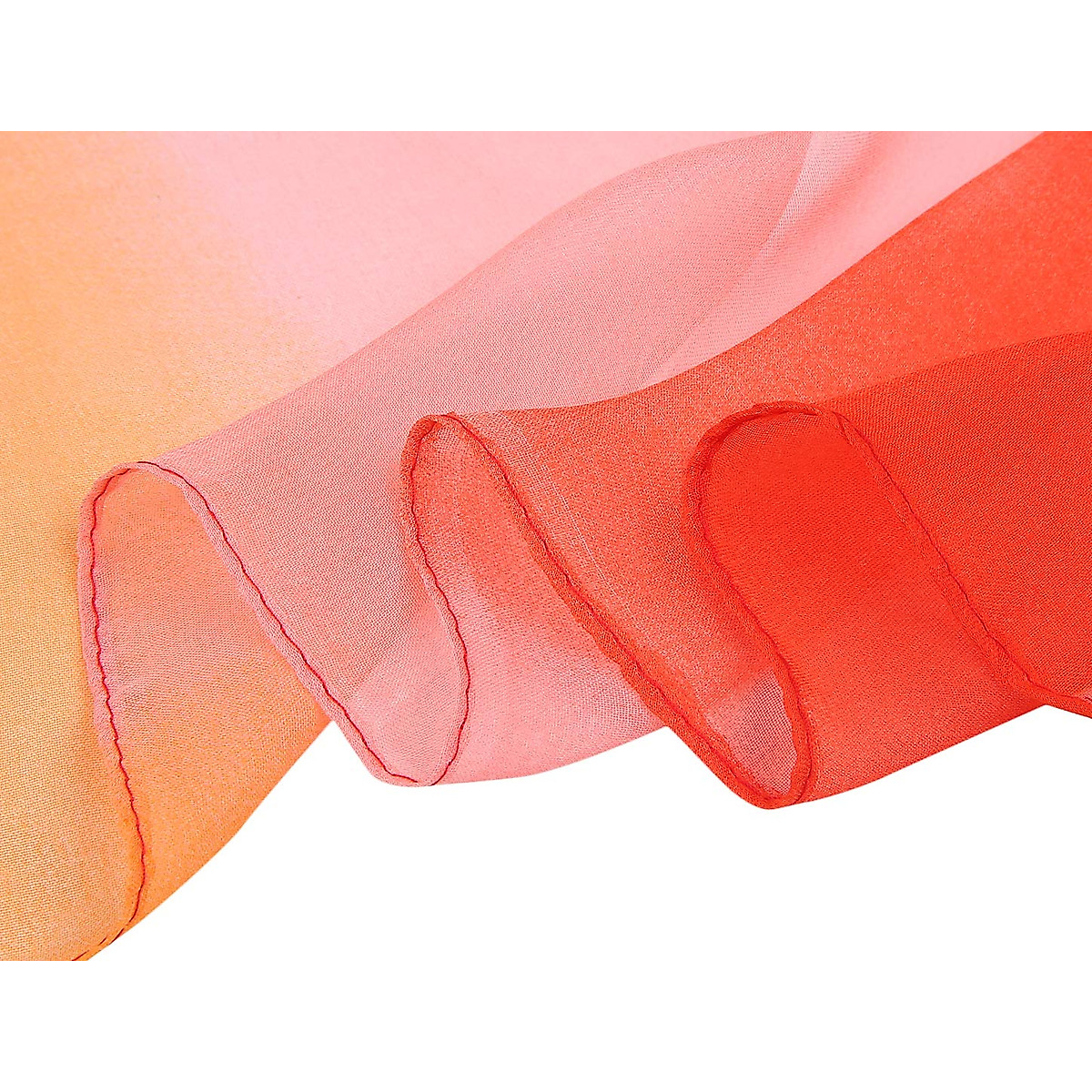 uxcell Long Chiffon Light Wedding Scarf Silky Gradient Color Party Shawl Spring Summer Beach Wrap for Women 63"x19.6" Red Orange Pink
