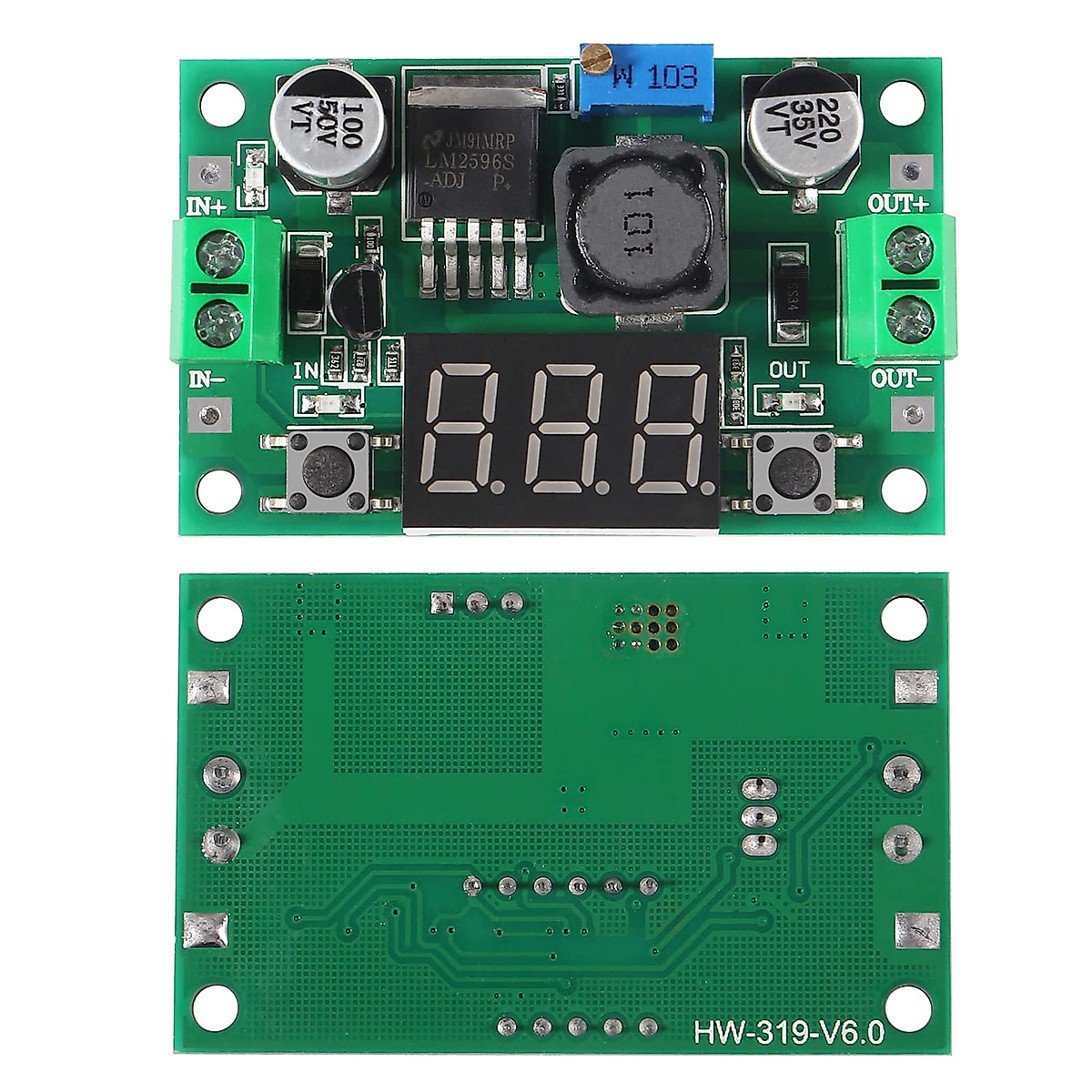 4pcs LM2596 Adjustable DC-DC Step Down Buck Power Convert Module 4.0-40V Input to 1.25-37V Output with LED Voltmeter Display