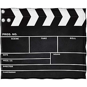 Jekeno Movie Clapboard Blanket Double Sided Print Throw Blanket Lightweight Durable Cozy for Movie Lover Adult Gift Black 50"x60"
