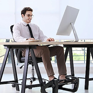 Under Desk Footrest with Massage Surface Ergonomic 6 Height Position Adjustable Foot Stool with Firm Non-Slip Legs for Home Office