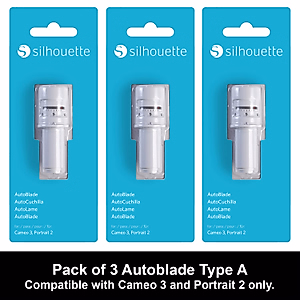 Silhouette Autoblade 3 Pack Replacement Blades for Cameo 3 and Portrait 2-50 Free Designs