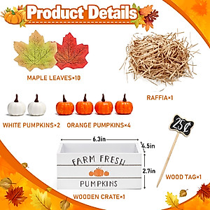 Thanksgiving Decor, Fall Tiered Tray Decor, Fall Pumpkin Mini Wood Crate Decorations Set, Farmhouse Table Centerpiece Decor Kit for Fall Decor