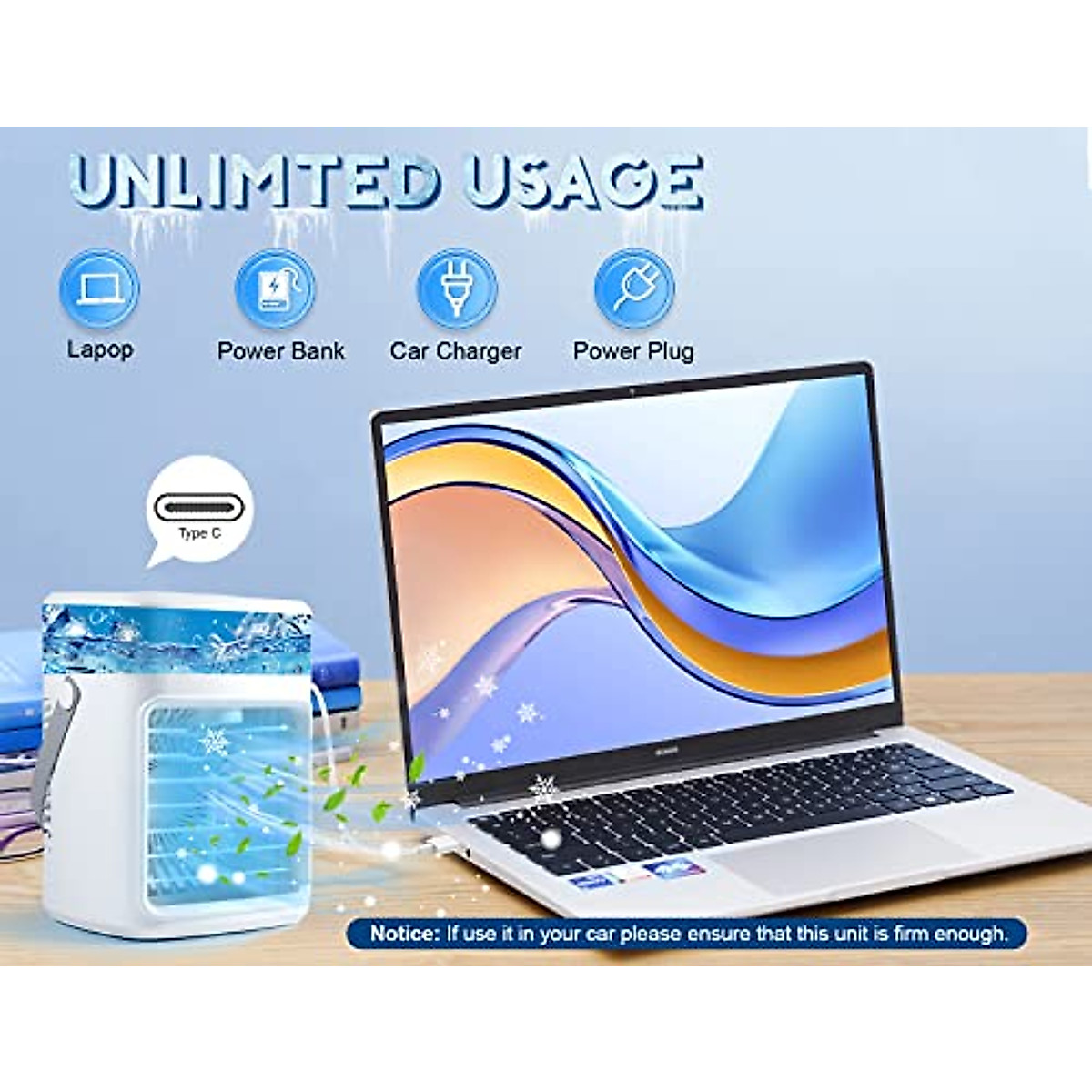 Chill2.0 Mini Air Conditioner with 700ML, Portable Air Conditioner, Evaporative Air Cooler, 3 Speeds Personal Space Cooler Humidifier, Small Portable AC Desk Spray Fan for Home Office Room