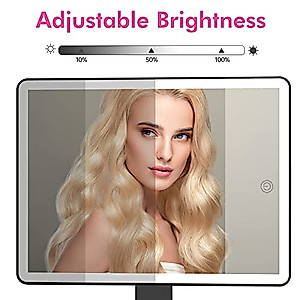 COSMIRROR Large Lighted Makeup Mirror, 14.5in x 9in, 88 LED Lights, 10X Magnification, Touch Sensor Dimming, 360 Rotation Tabletop Personal Beauty Light Up Mirror