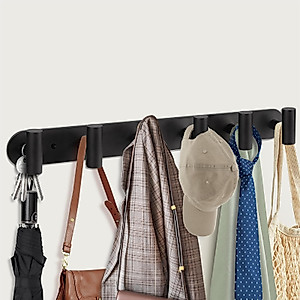 Black Bath Towel Hooks, Coat Hooks Entryway Heavy Duty Coat Racks,Wall Mount Towel Hooks and Towel Rack, Stainless Steel Wall Hook Decor for Hat, Robes, Keys- Bathroom Bedroom Hanger Organizer