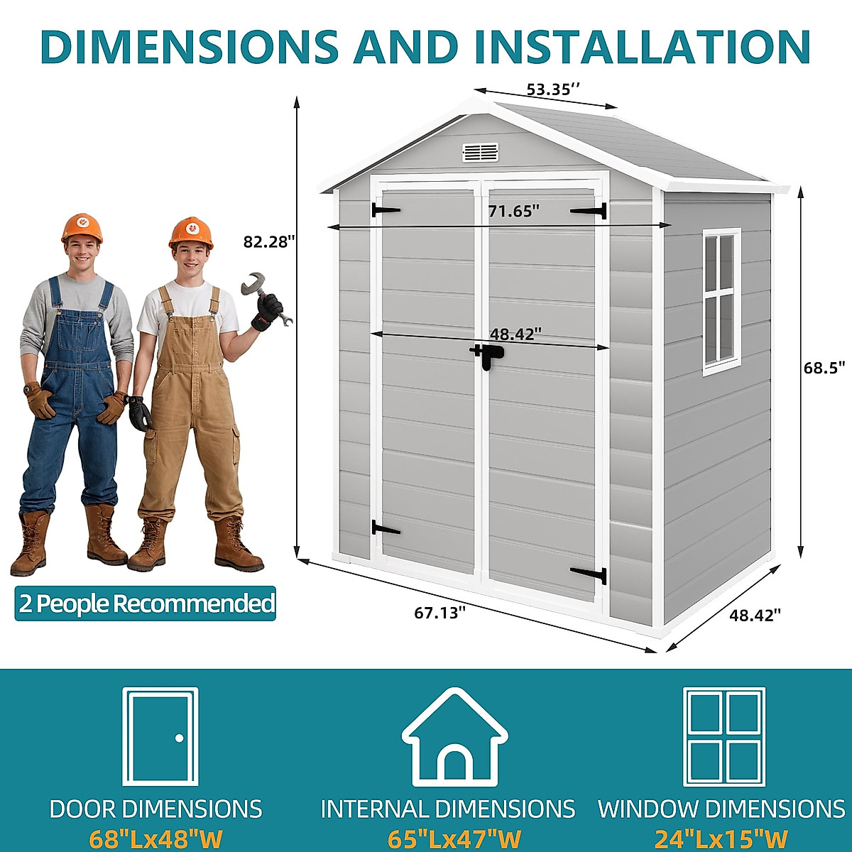 UHomePro Outdoor Storage Shed,6x4 FT Resin Shed with Floor Included,Weather-Resistant Plastic Shed with Window,for Garden/Backyard/Patio Tool Storage,Well House,Bike Shed,Pet House (Grey)