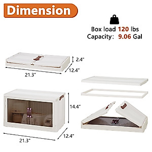 Auzfy Collapsible Storage Bins with Lids and Wheels,13 Gal Cube Stackable and Foldable Plastic Storage Box Containers with 2 Transparent Doors, Container System for Organization and Storage(1 Pack)