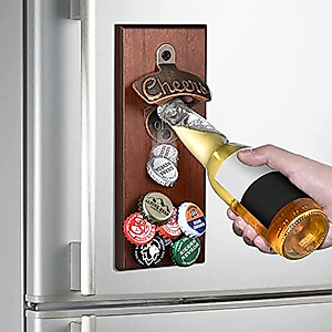 Gifts for Men Dad, Wall Mounted Magnetic Beer Bottle Opener, Valentines Day Anniversary Birthday Gift for Him Husband Grandpa, Cool Stuff Gadgets Housewarming Wedding Presents