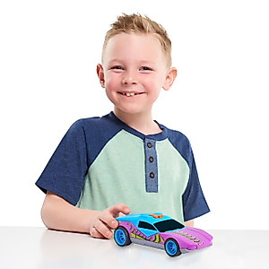 Just Play Hot Wheels Pop Racers Car La Fasta Toy Vehicle, 7-Inch Purple Motorized Toy Car, Lights, Sounds, Pops Wheelies, Kids Toys for Ages 3 Up