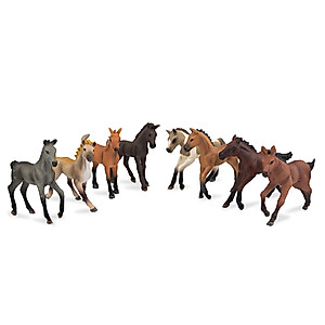 Toymany 8PCS 3-4" Horse Figurines Toy Set, Realistic Detailed Plastic Pony Figures Foal Animals Toy Playset, Cake Toppers Easter Eggs Christmas Birthday Gift Educational Toy for Kids Toddlers