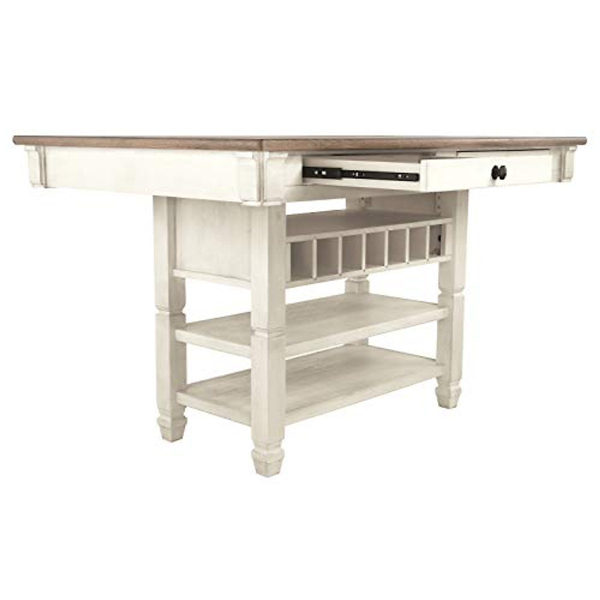 Signature Design by Ashley Bolanburg Farmhouse Counter Height Dining Room Table, White & Brown