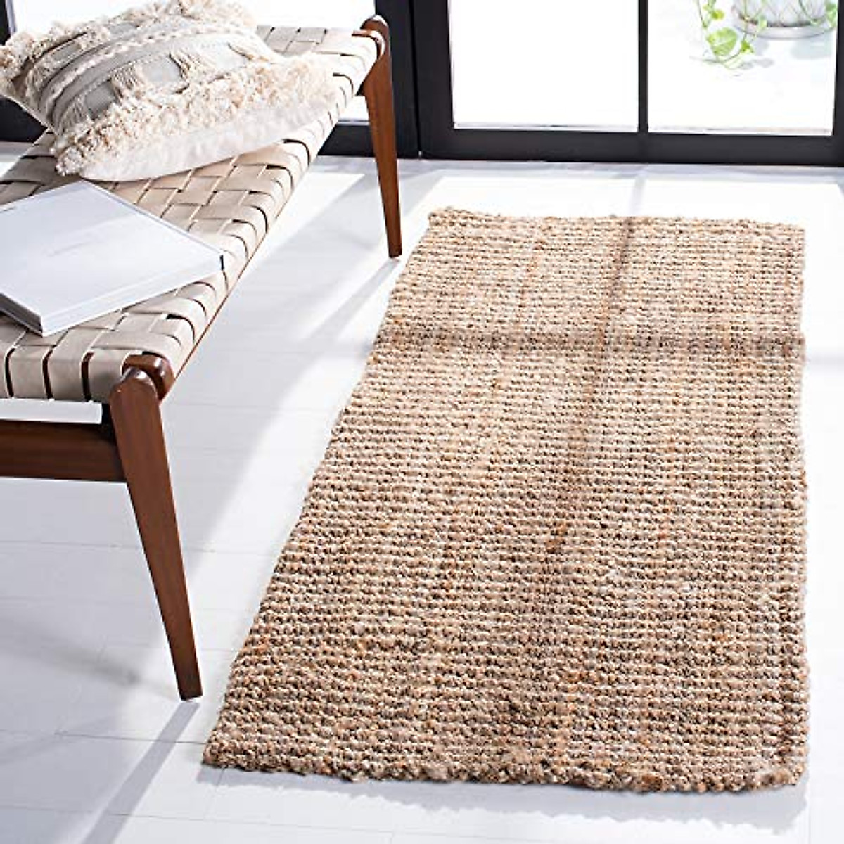 SAFAVIEH Natural Fiber Collection 2' x 4' Natural NF447A Handmade Chunky Textured Premium Jute 0.75-inch Thick Accent Rug