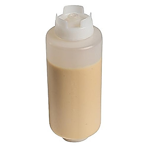 Restaurantware 32oz. FIFO Inverted Plastic Squeeze Bottle with Refill and Dispensing Lids - First In First Out - Perfect for Restaurants Catering and Food Trucks - 1ct box