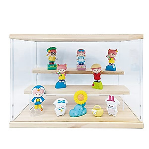 Clear Acrylic Display Case for Mini Funko Pop Action Figures,Display Stand Riser Shelf with 3 Steps,Display Cabinet Dustproof for Mini Figure Toys Perfume Gem Stone Collectibles(12.5 x7 x10.4 inch)