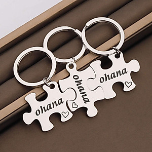TGBJE Ohana Puzzle keychain set Ohana Means Family Keychain for Best Friend,Family (3 ohana set)