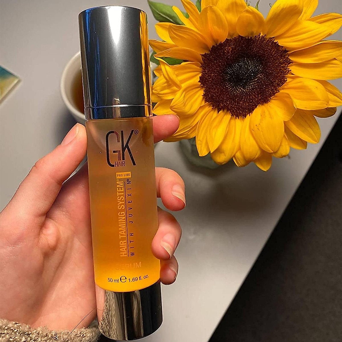 GK HAIR Global Keratin Balancing Shampoo and Conditioner Sets (10.1 Fl Oz/300ml) with Anti Frizz Serum Argan Oil (1.69 Fl Oz/50ml) for Dry Damaged Repair- All Hair Types Sulfate Paraben Free Unisex