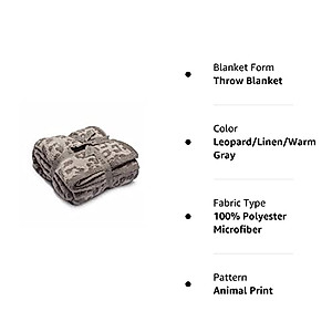 Barefoot Dreams CozyChic Barefoot in The Wild Gray One Size,Leopard/Linen/Warm Gray,CozyChic BITW Adult Throw Leopard