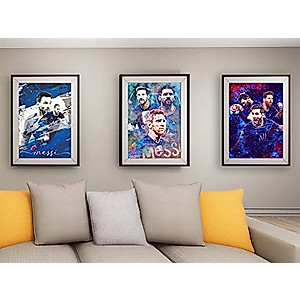 Famous Football Superstar Messi Set of 3 Poster Prints Wall Decor Bedroom for Living Room Sport Room Gift for Fan Football Size 11.7x16.5 inch UNFRAME
