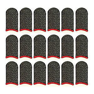Gaming Finger Sleeves Sets [18 PCS], Mobile Game Controller Thumb Sleeves, Anti-Sweat Breathable Touchscreen Finger Sleeve for Gaming Black Red