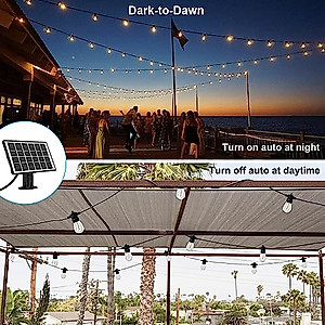 SUNTHIN Outdoor Solar String Lights, 48ft Solar Patio Lights with USB Rechargeable, Waterproof & Shatterproof Solar Powered Bulbs for Yard, Porch, Garden, Pool, Party, Camping