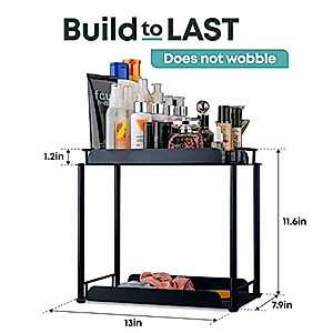 2 Tier Bathroom Organizer Countertop - Bathroom Countertop Organizer Shelf to Declutter Your Space, Sturdy Bathroom Counter Organizer Black Tray, Bathroom Sink Organizer Countertop Vanity Organizers