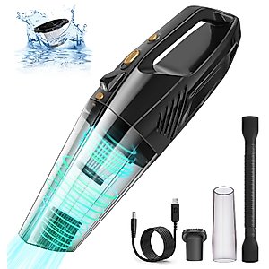 Handheld car Vacuum Cleaner Cordless, Car Portable Hand Vacuum Rechargeable, Wet and Dry Cleaning Use Portable Hand Vacuum with 12V 120W High Power and LED Light for Car, Home, Office