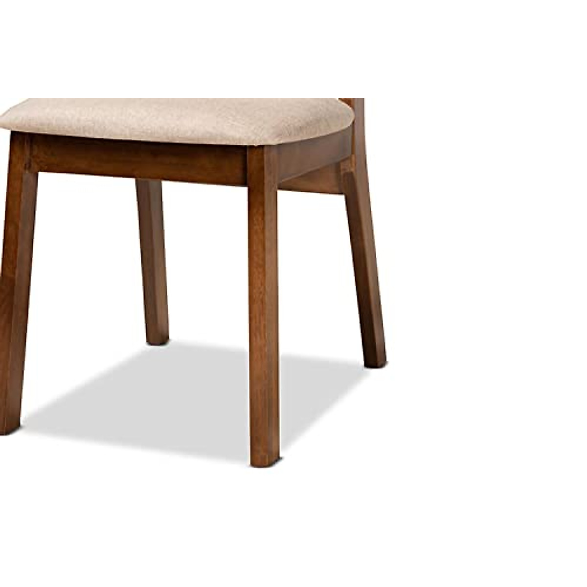 Baxton Studio Damara Mid-Century Modern Sand Fabric Upholstered and Walnut Brown Finished Wood 5-Piece Dining Set