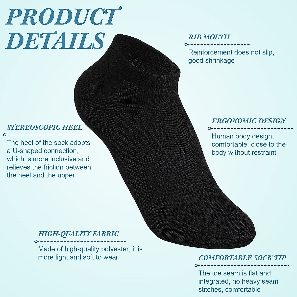 200 Pairs Thin Low Cut Ankle Socks Polyester Comfortable Lightweight Sock for Men Teens Team Charity Event Supplies Bulk Pack (Black)