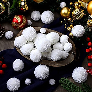 50 Pieces Valentines Pom Poms Craft Pompom Balls Pom Pom Balls Fake Snowballs Fuzzy Balls Pompom Puff Balls for Kids Art DIY Creative Valentine's Day Crafts Decorations (White, Multi Size)