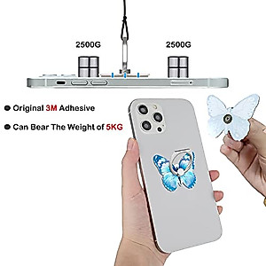 BF2JK Cell Phone Butterfly Finger Ring Holder 360 Degree Rotation Metal Ring Grip for iPhone Samsung Galaxy All Smartphone Mobile Cute Accessories（Blue Dark Blue）