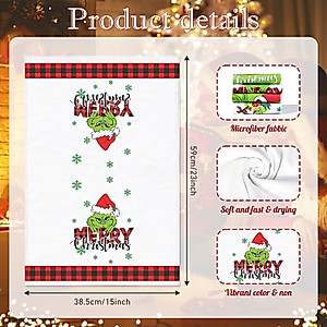DMYIZH 4Pce Christmas Dish Towels Xmas Thief Kitchen Towels Merry Christmas Decorative for Cooking Baking Cleaning Super Absorbent Hand Towels Funny for Kitchen Bedroom Bathroom New Home