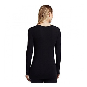 Cuddl Duds Softwear with Stretch Long Sleeve V-Neck Top for Women (Black) (Medium)