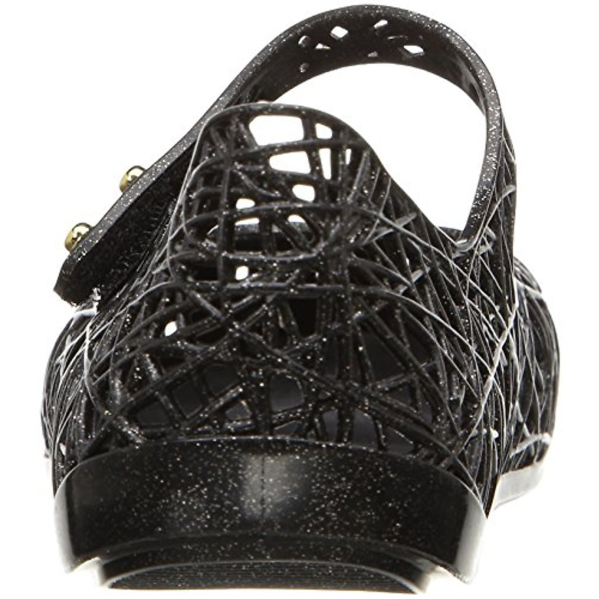 mini melissa Girl's Mini Campana Zig ZAG VI Mary Jane, Black Glitter, 5 M US Toddler